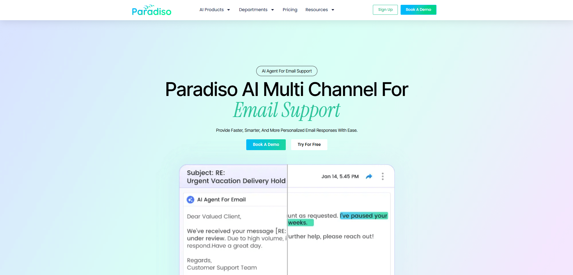 AI Email Support Agent | Automate Inbox with Paradiso AI